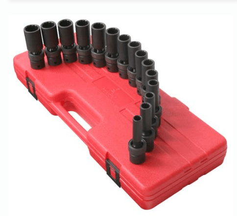 Sunex 2662 1/2" Dr. 12 Pt. 15 Pc. Metric Universal Deep Impact Socket